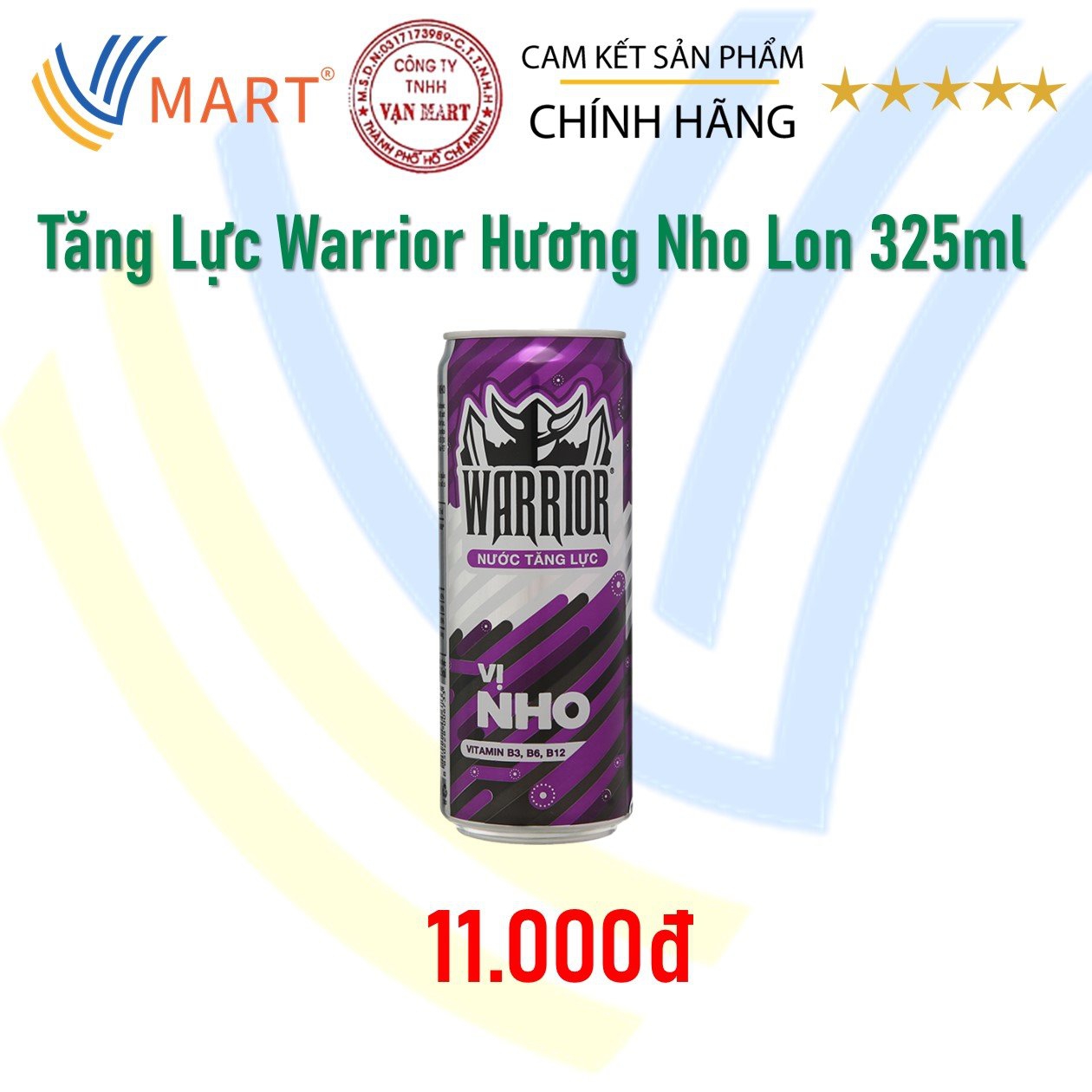 Tăng Lực Warrior Hương Nho Lon 325ml