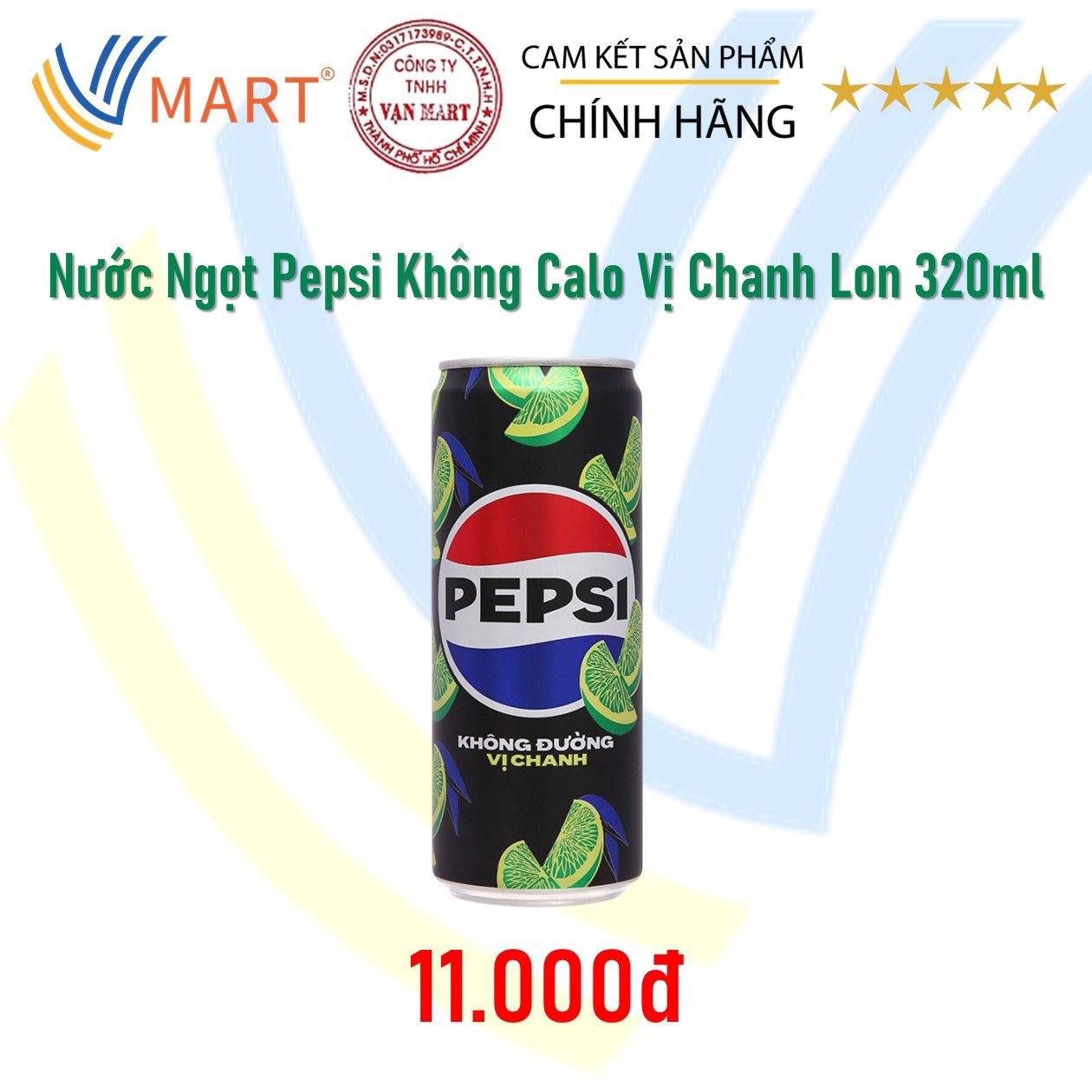Nước Ngọt Pepsi Không Calo Vị Chanh Lon 320ml