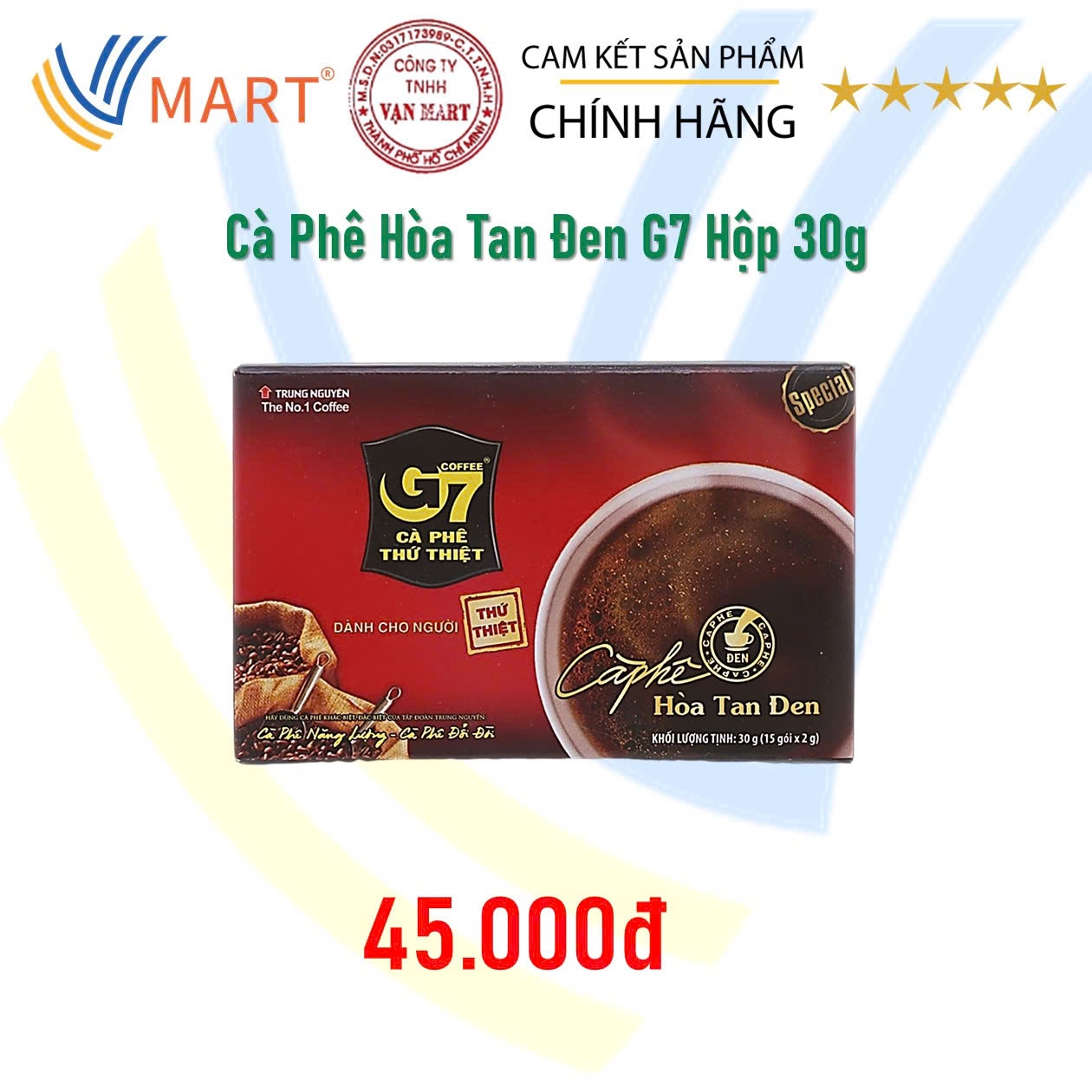 Cà Phê Hòa Tan Đen G7 Hộp 30g