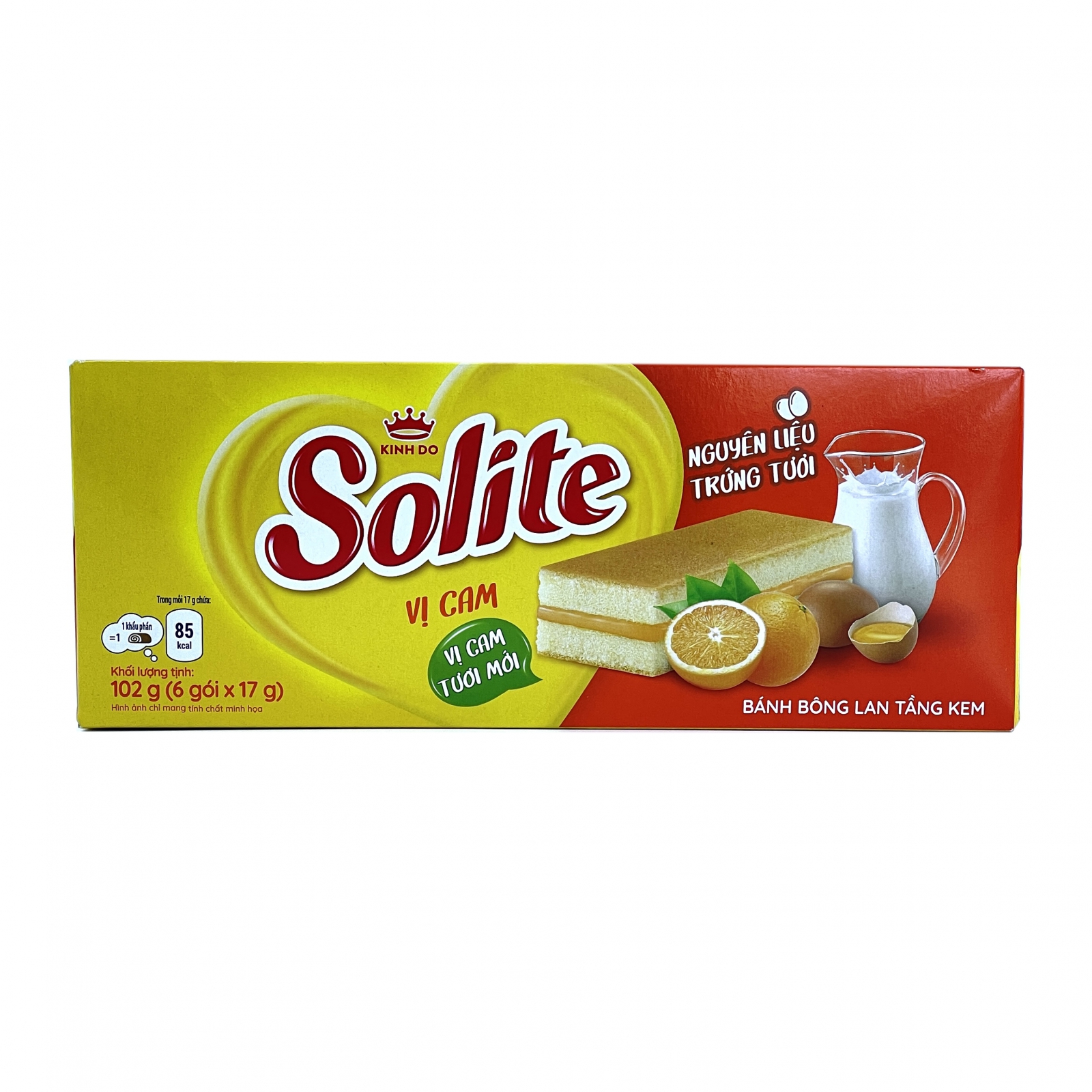 Bánh Solite Vị Cam 102g- Hộp 6 Cái