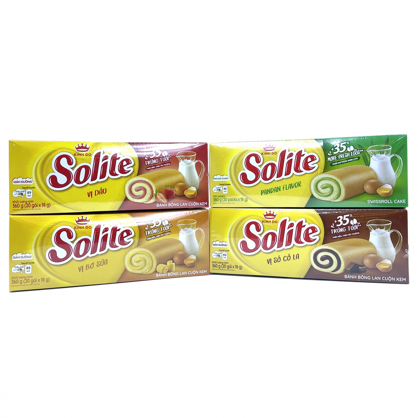 Bánh Solite Bông Lan Cuộn Kem Vị Lá Dứa 360g